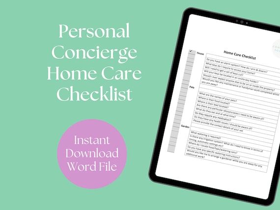 Customisable Home Care Checklist for Personal Concierge | Etsy
