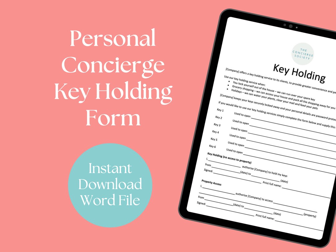 Customisable Key Holding Form | for Personal Concierge & Dog Walking ...