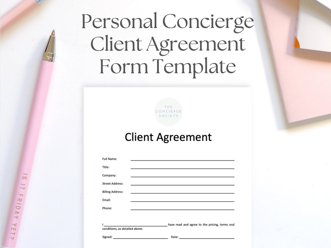 Client Agreement Contract Template Form | for Personal Concierge ...