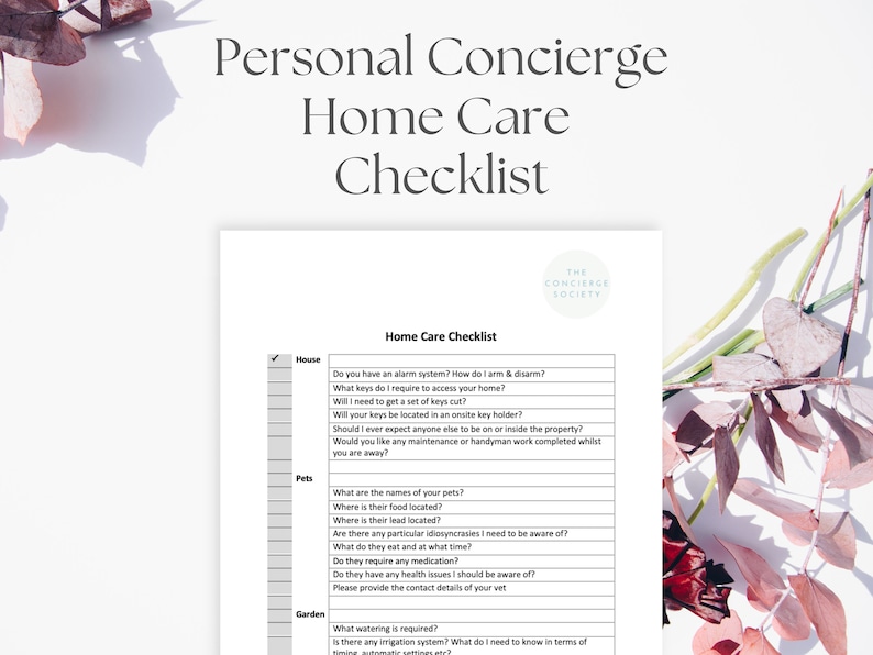 Customisable Home Care Checklist | for Personal Concierge Business ...