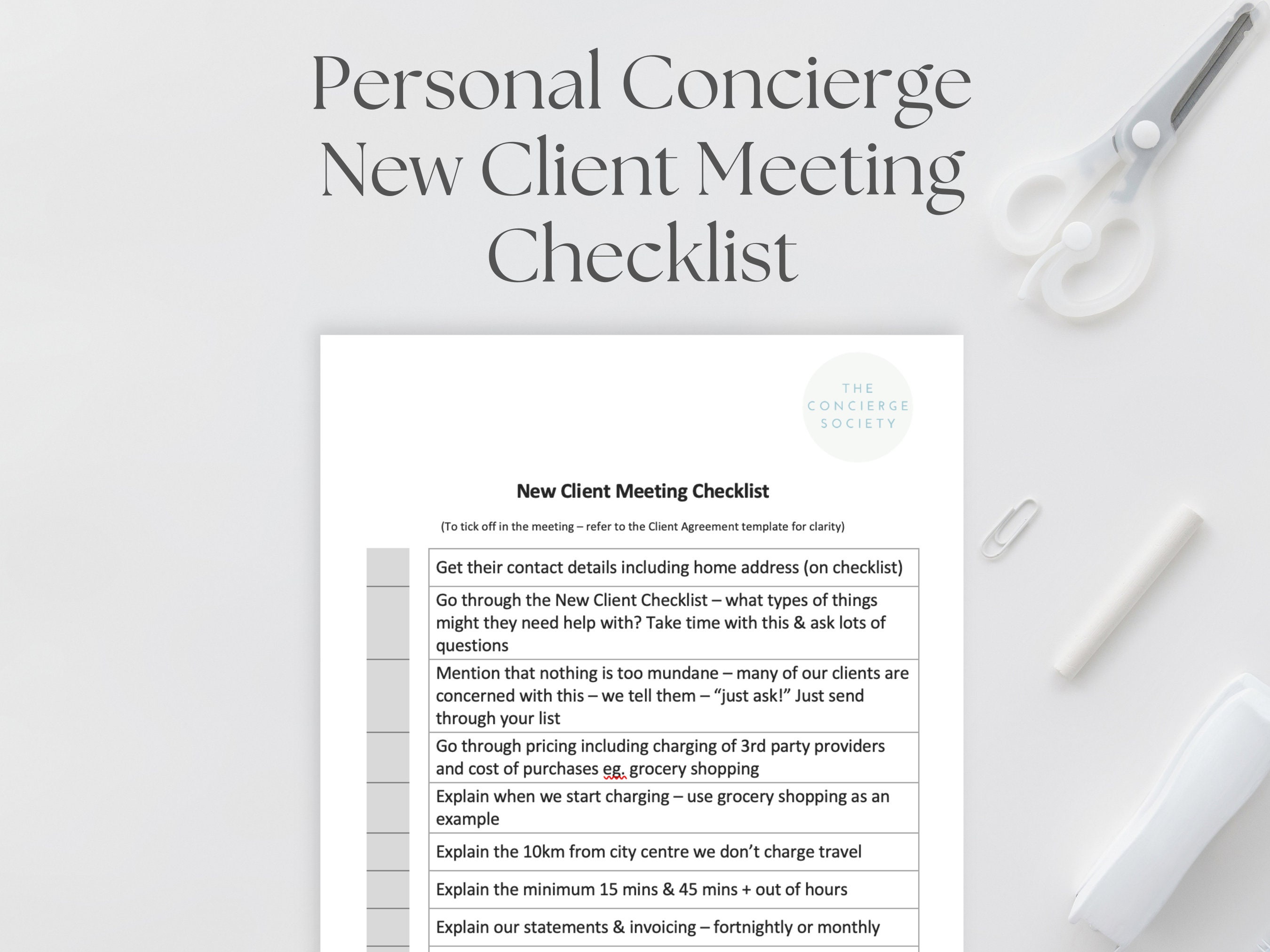 Customisable New Client Meeting Checklist | for Personal Concierge ...