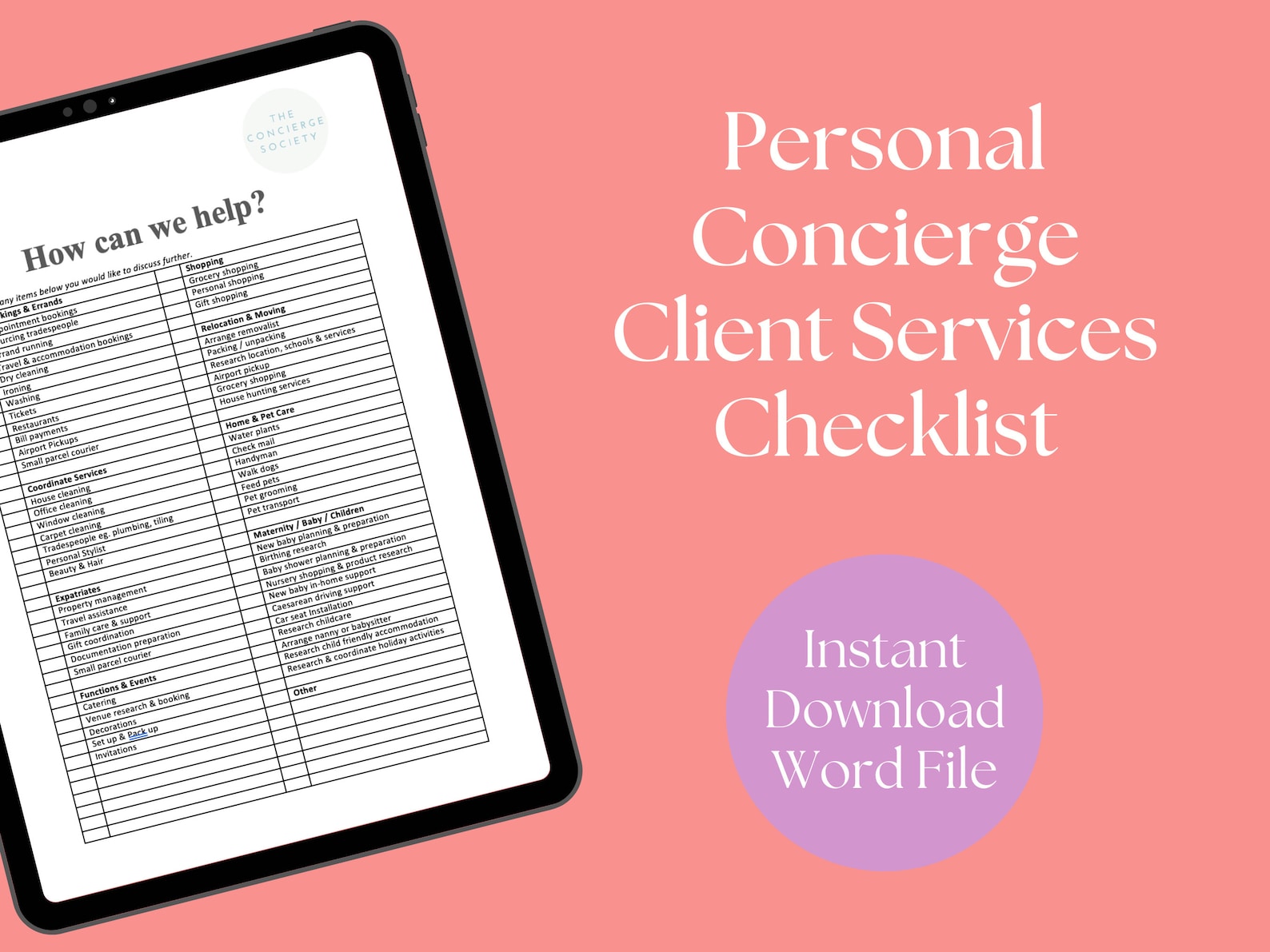 New Client Template Bundle | for Personal Concierge & Organizer ...