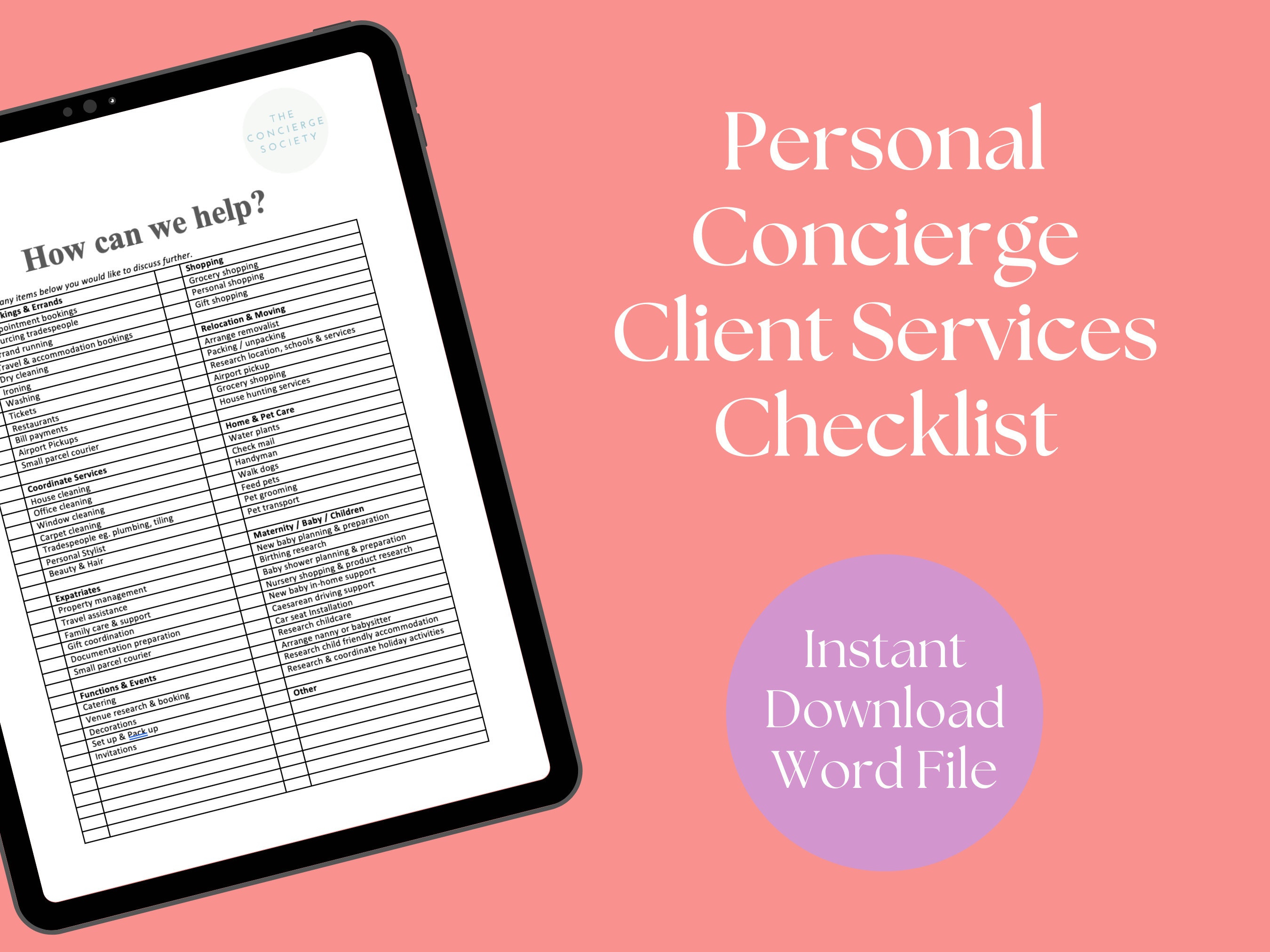 New Client Template Bundle | for Personal Concierge & Organizer ...