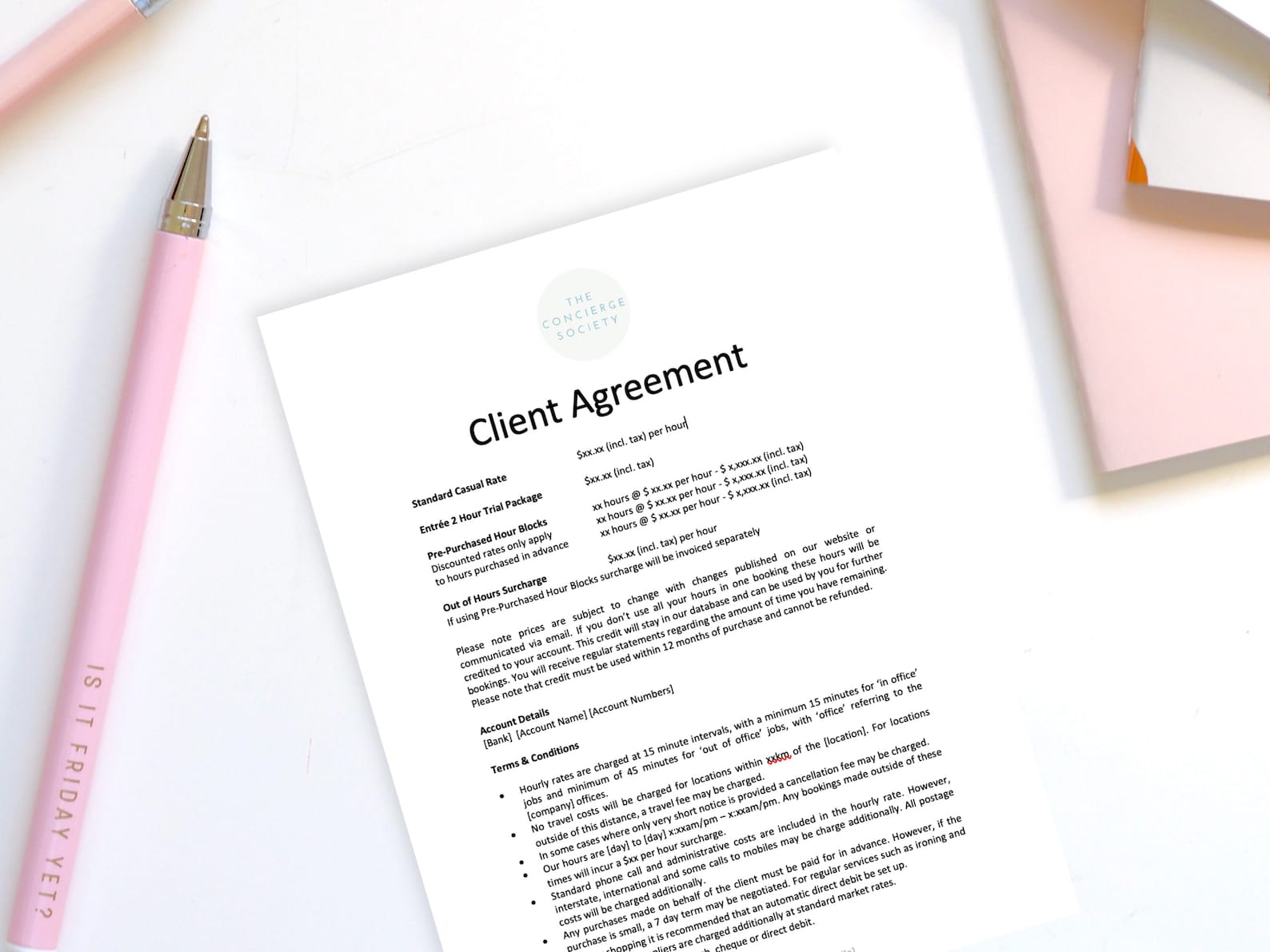 Client Agreement Contract Template Form | for Personal Concierge ...