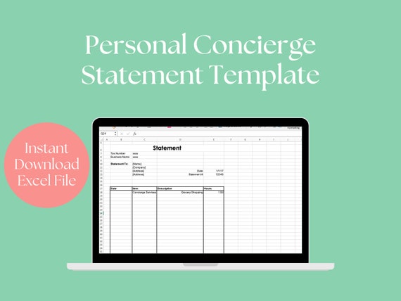 Customisable Time Statement Template for Personal Concierge | Etsy