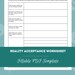 Reality Acceptance Worksheet | Editable / Fillable PDF Template | for ...