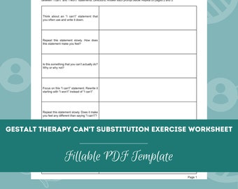 Gestalt Therapy Empty Chair Exercise Worksheet | Editable / Fillable ...