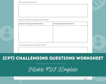 Cognitive Processing Therapy (CPT) Trust Star Worksheet | Editable ...