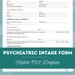 Psychiatric Intake Form PDF Template for Psychiatrists, Nurse ...