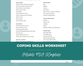 Coping Skills Worksheet - Etsy