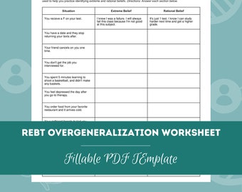 ABC Model for REBT Worksheet | Editable / Fillable PDF | for Counselors ...