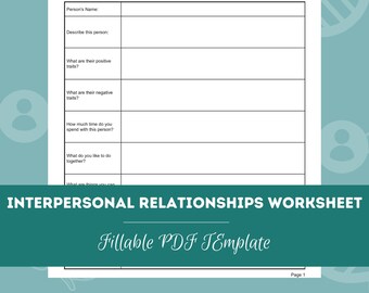 Interpersonal Schemas Worksheet | Editable / Fillable PDF Template ...