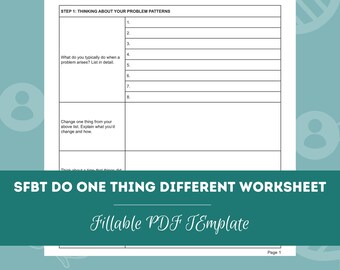 SFBT Problem and Solution Worksheet | Editable / Fillable PDF Template ...