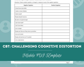 CBT: ABC Model Worksheet | Editable / Fillable PDF | for Counselors ...