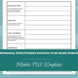 Interpersonal Effectiveness Troubleshooting Worksheet Editable / Fillable PDF Template for ...