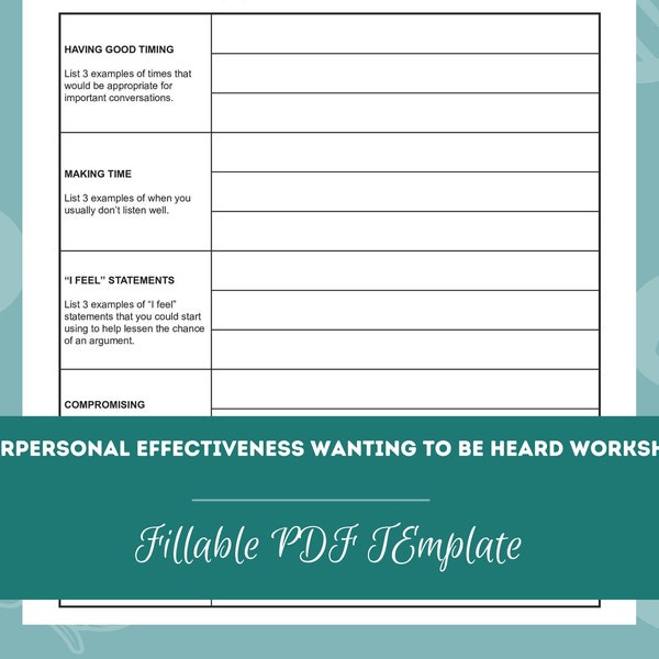 Interpersonal Effectiveness Troubleshooting Worksheet Editable Fillable Pdf Template For 