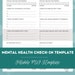 Mental Health Check-in Template | Editable / Fillable PDF | for ...