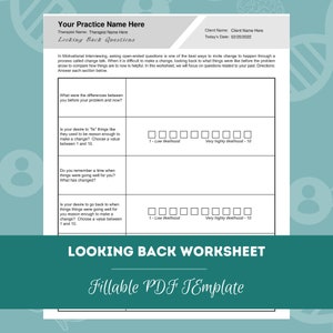 Motivational Interviewing Looking Back Questions Worksheet | Editable ...