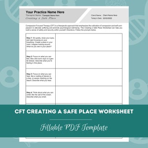 CFT Creating a Safe Place Worksheet | Editable / Fillable PDF Template ...