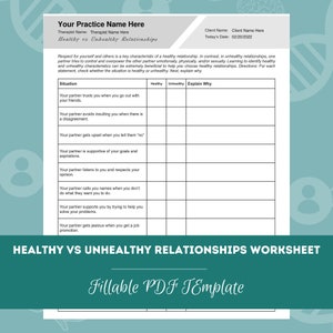 Healthy Vs Unhealthy Relationships Worksheet | Editable / Fillable PDF ...