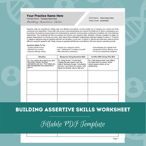 Building Assertive Skills Worksheet | Editable / Fillable / Printable ...
