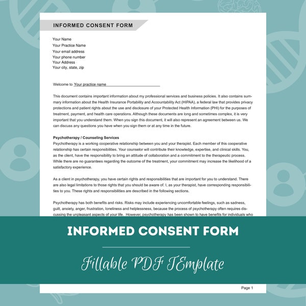 Informed Consent Form Counseling - Etsy