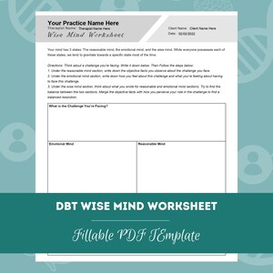 DBT Wise Mind Worksheet | Editable / Fillable PDF Template | for ...