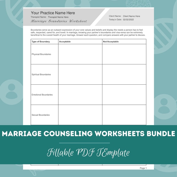 Therapist Marriage Worksheets - Etsy