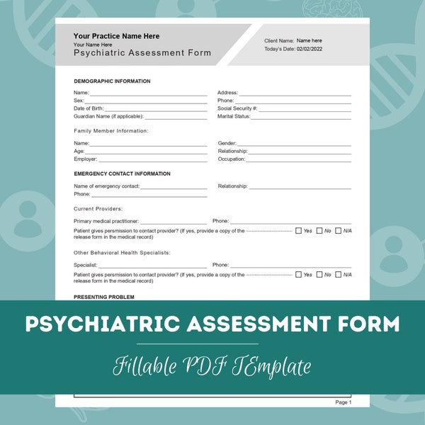 Initial Psychiatric Evaluation Note Template for Providers - Etsy