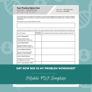DBT How Big is My Problem Worksheet | Editable / Fillable / Printable ...
