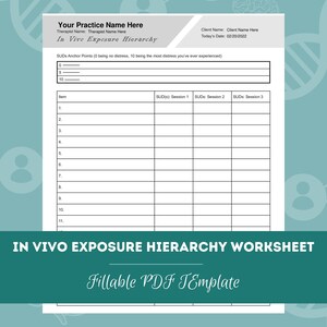 ERP in Vivo Exposure Hierarchy Worksheet | Editable / Fillable PDF ...