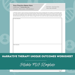 Narrative Therapy Unique Outcomes Worksheet | Editable / Fillable PDF ...