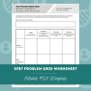 SFBT Problem Grid Worksheet | Editable / Fillable PDF Template | for ...