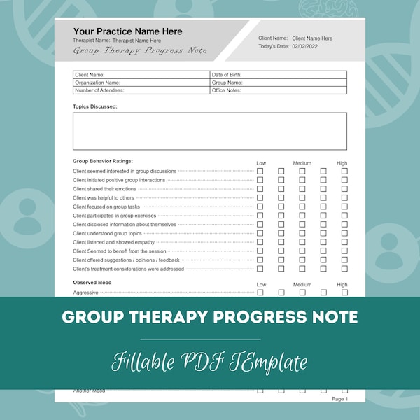 Counseling Group Note Template - Etsy
