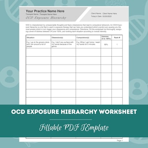 OCD Exposure Hierarchy Worksheet | Editable / Fillable PDF Template ...