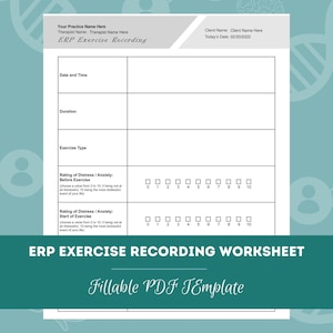 ERP Exercise Recording Worksheet | Editable / Fillable PDF Template ...