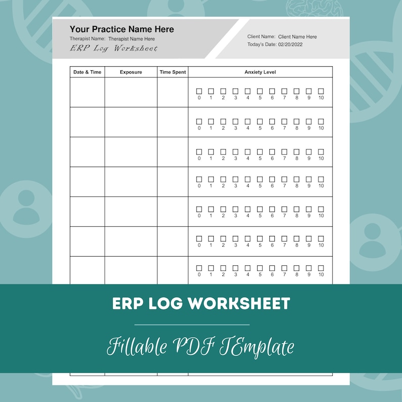 ERP Log Worksheet | Editable / Fillable PDF Template | for Counselors ...