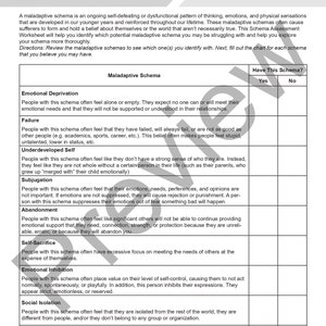 Schema Assessment Worksheet | Editable / Fillable PDF Template | for ...