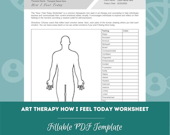 Art Therapy Emotion Wheel Worksheet | Editable / Fillable PDF Template ...