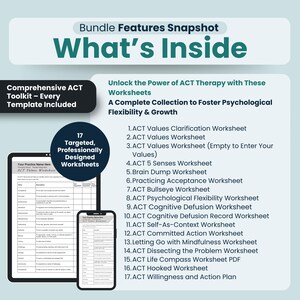 ACT Therapy Worksheets Bundle, 17 Fillable/printable PDF Templates ...