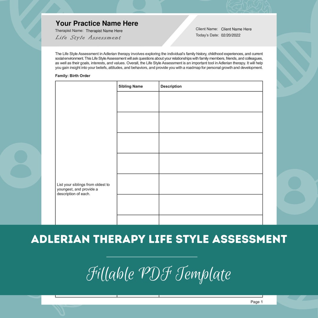 Adlerian Therapy Worksheets Bundle | 14 Editable / Fillable PDF ...
