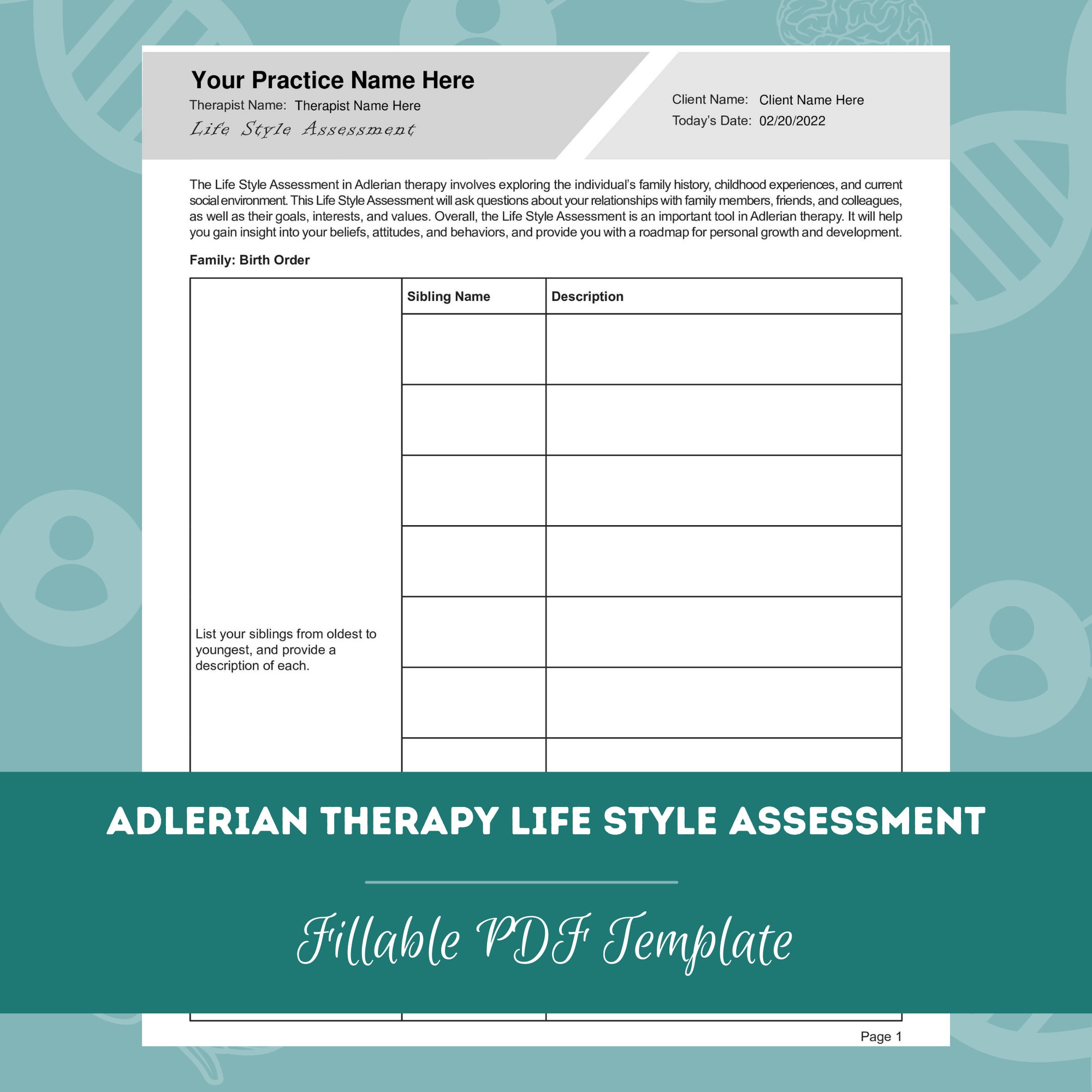 Adlerian Therapy Worksheets Bundle | 14 Editable / Fillable PDF ...