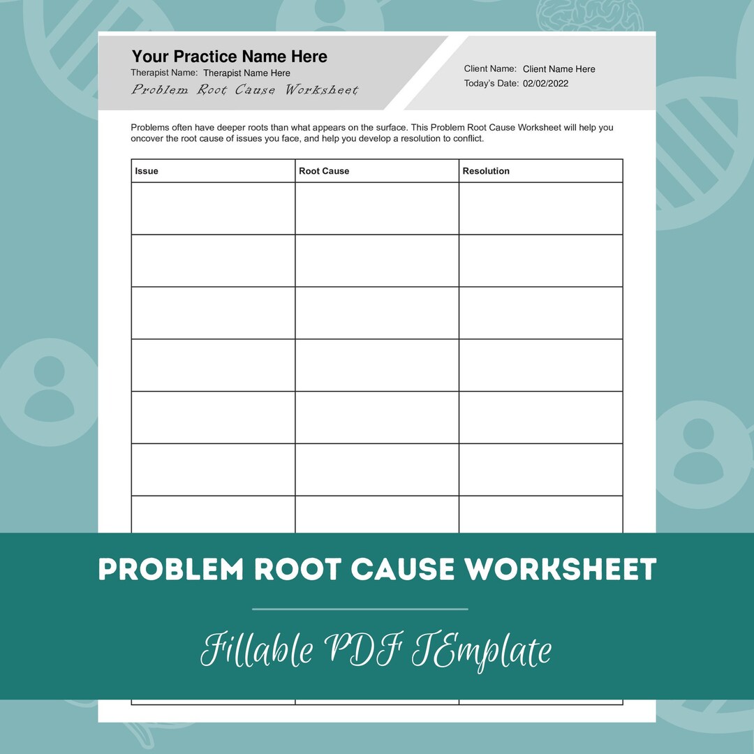 Problem Root Cause Worksheet | Editable / Fillable PDF Template | for ...