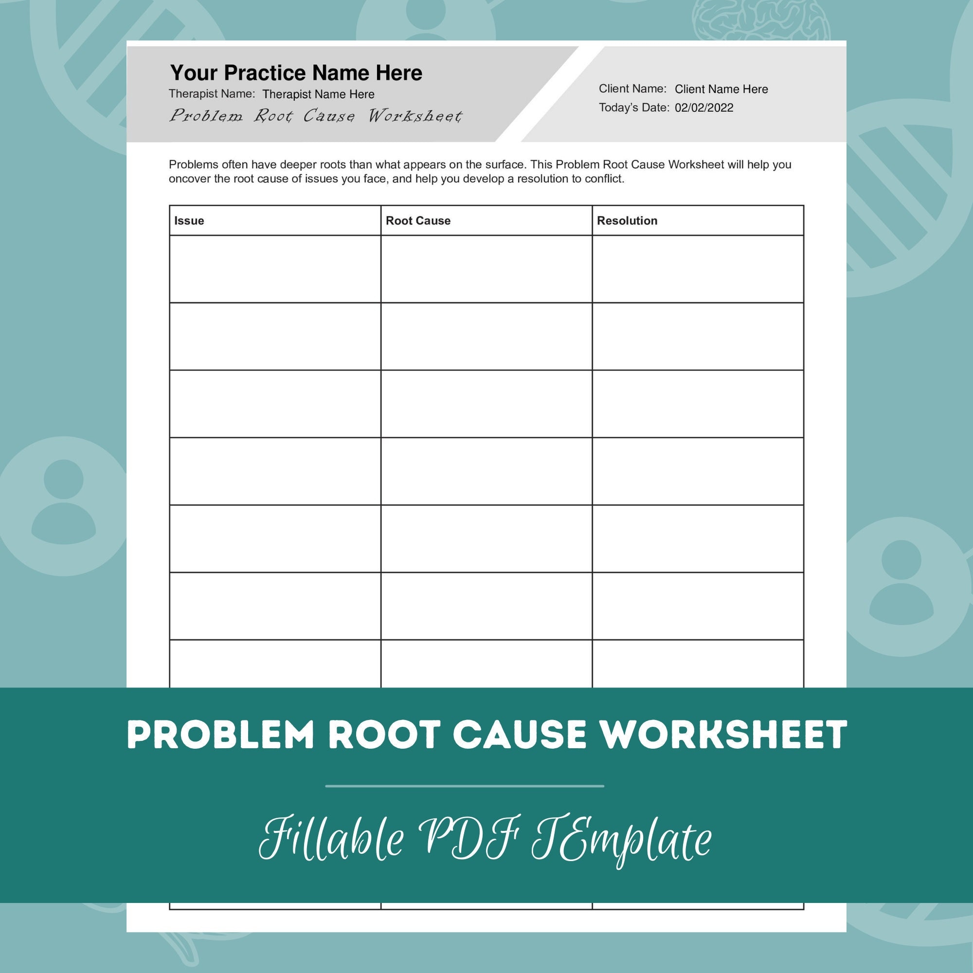 Problem Root Cause Worksheet Editable / Fillable PDF Template for ...