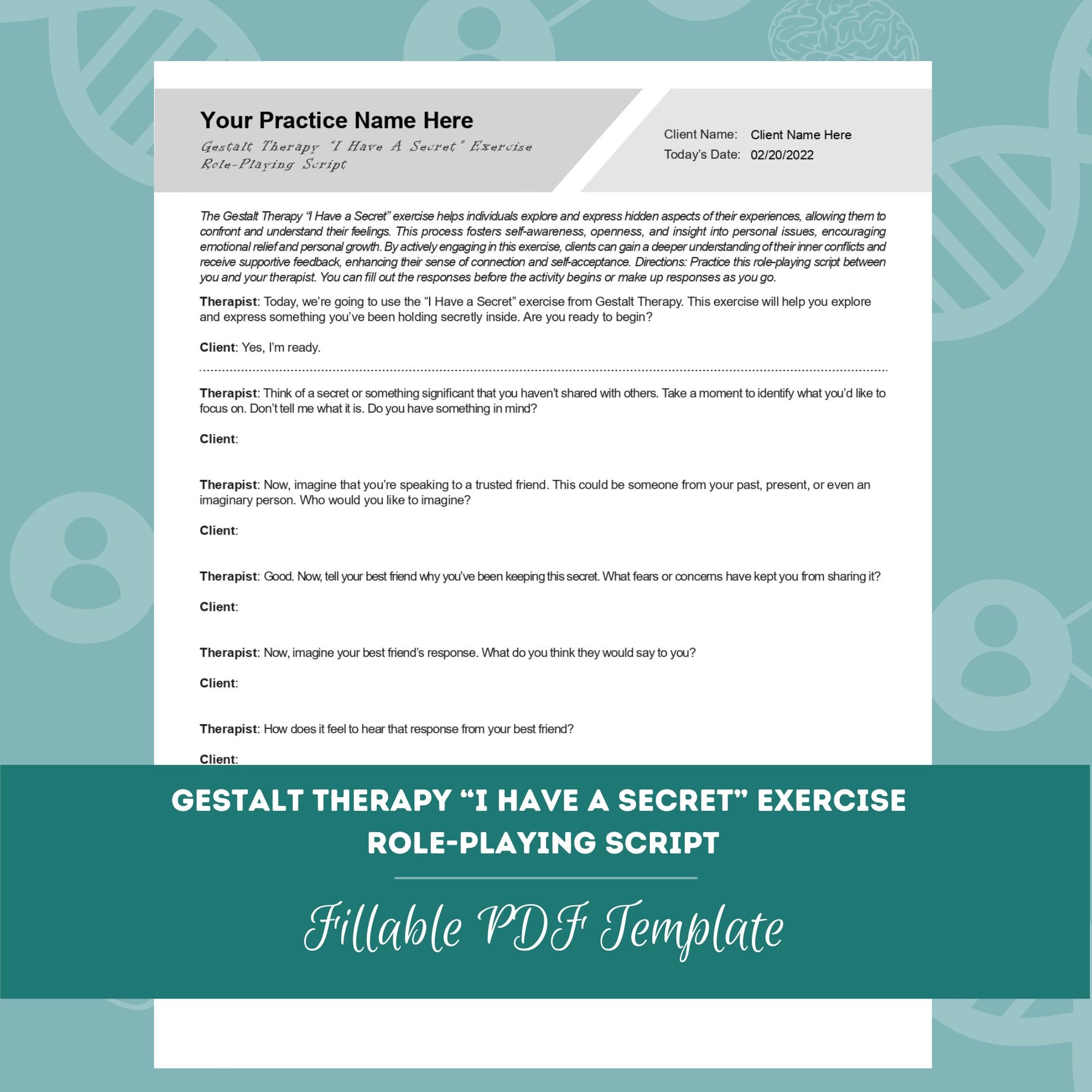 Gestalt Therapy “I Have A Secret” Exercise Role-playing Script ...