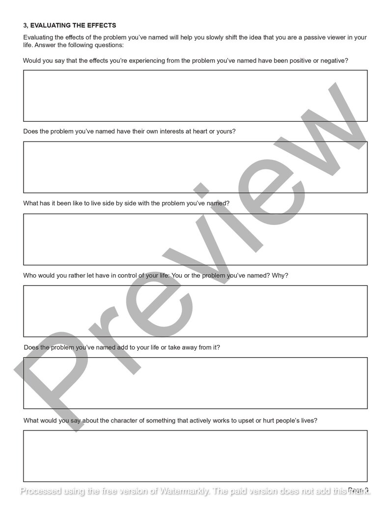 Narrative Therapy Statement of Position Map Worksheet | Editable ...
