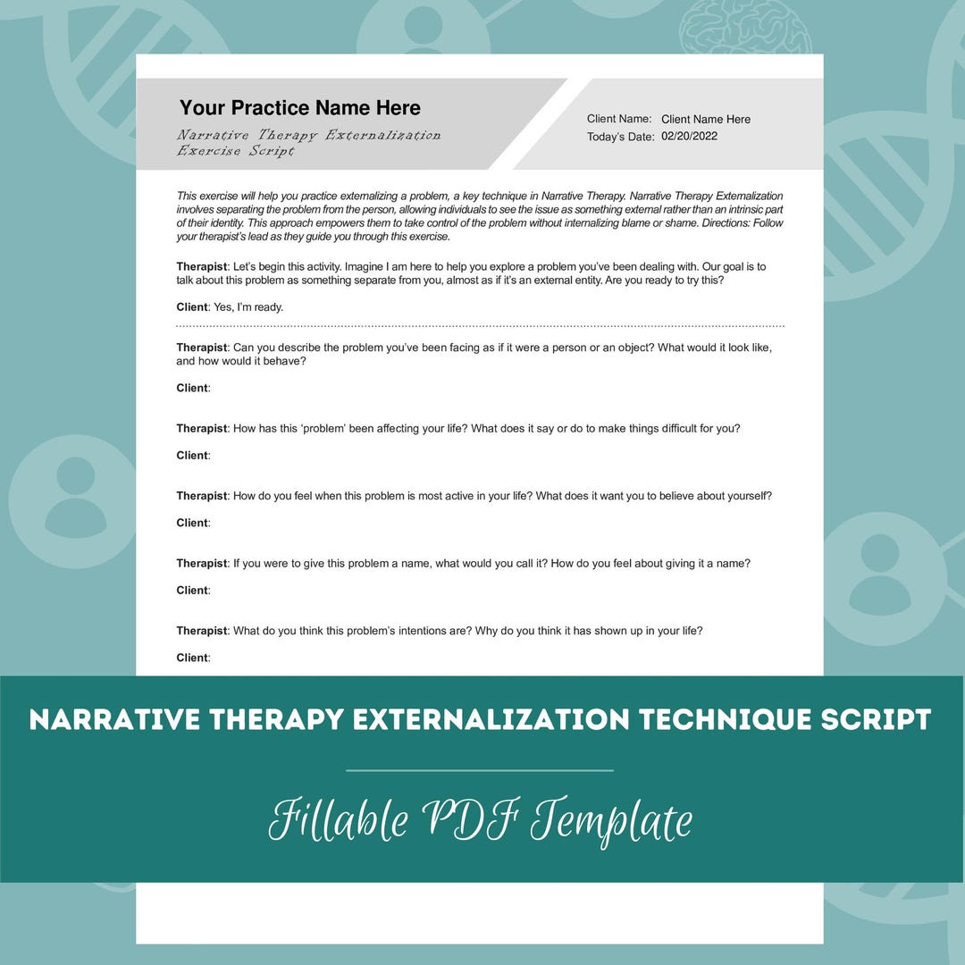 Narrative Therapy Externalization Technique Script Worksheet | Fillable ...