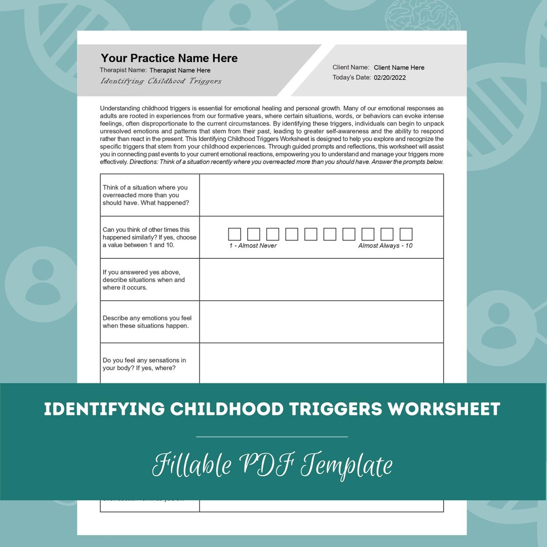Identifying Childhood Triggers Inner Child Worksheet (fillable ...