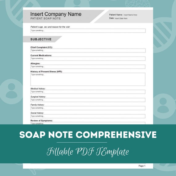 SOAP Note Comprehensive & Simple Editable / Fillable PDF - Etsy