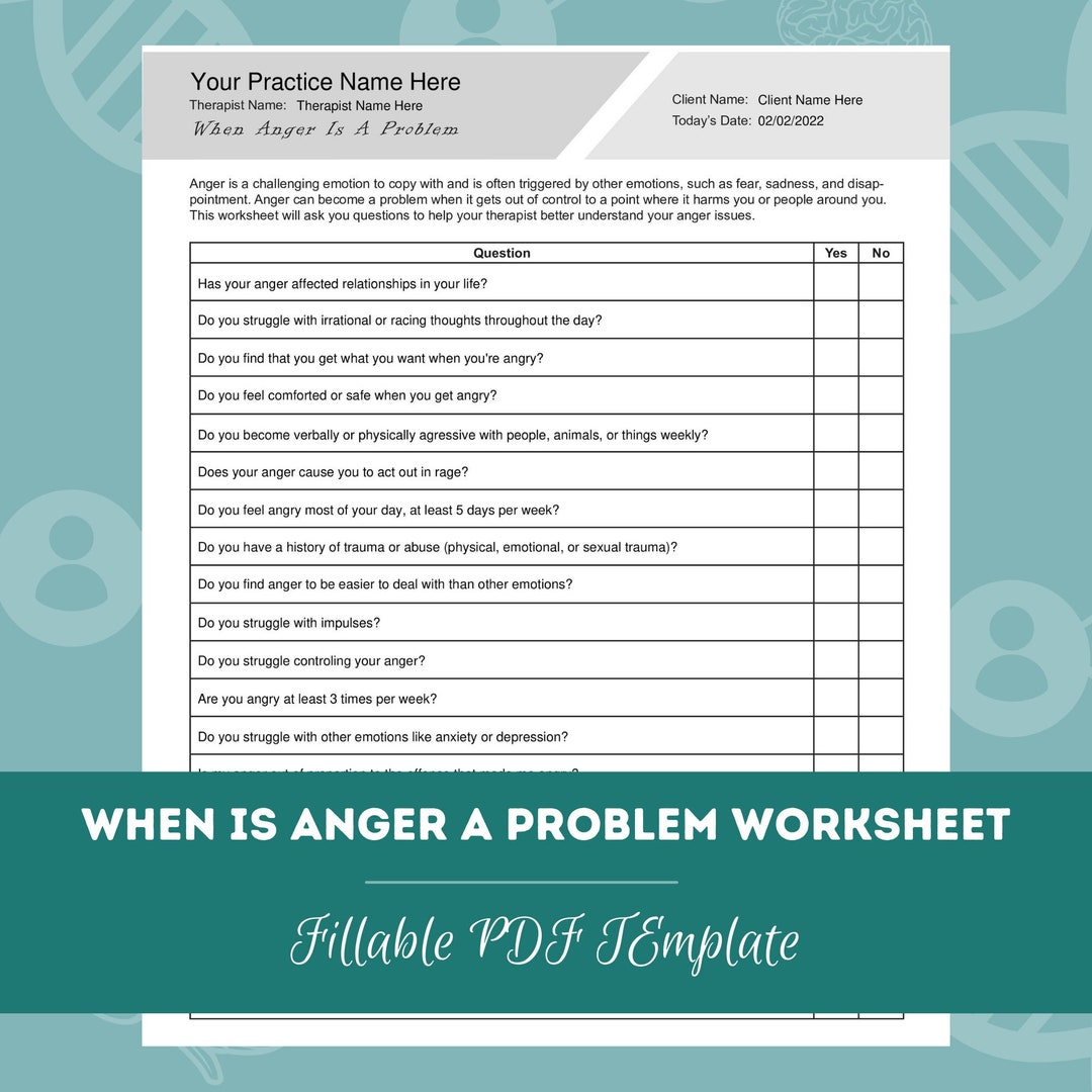 When is Anger a Problem Worksheet | Editable / Fillable PDF | for ...